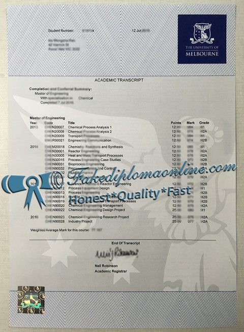 Copy University of Melbourne academic transcript, buy Melbourne diploma