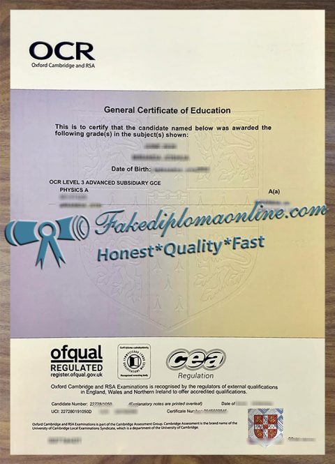 Buy OCR GCE certificate, fake Oxford Cambridge and RSA certificate