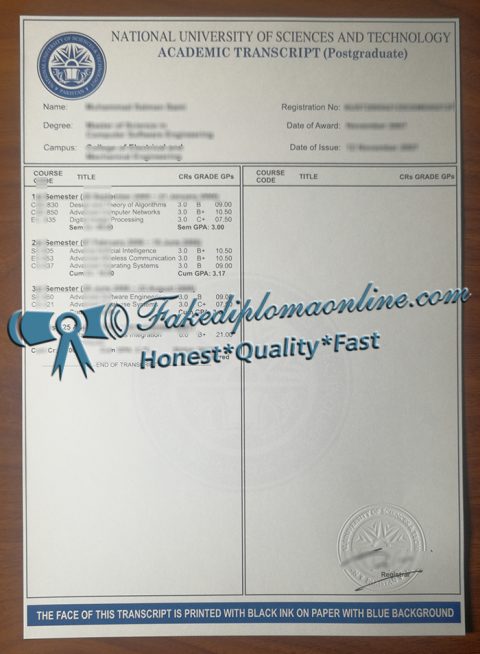 Where to order a realistic NUST official transcript in Pakistan